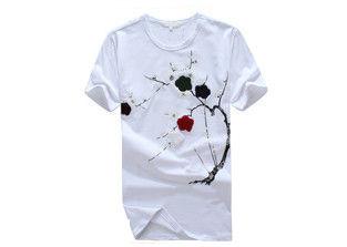 China Summer Slim Fit Printed T - Shirts With Pattern / Custom Casual White Tee Shirt for sale