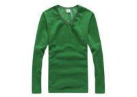 China Green Long Sleeve Men's T - Shirts Casual V Neck Blank Cotton Keep Warm for sale