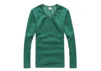China Green Long Sleeve Men's T - Shirts Casual V Neck Blank Cotton Keep Warm for sale