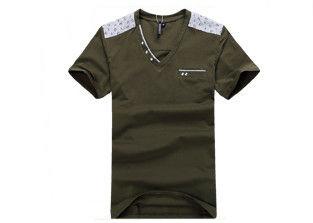 China Summer V-neck Men's Printed T - Shirt Cotton Short Sleeve Business Outdoor Sports for sale