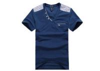 China Summer V-neck Men's Printed T - Shirt Cotton Short Sleeve Business Outdoor Sports for sale