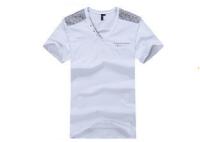 China Summer V-neck Men's Printed T - Shirt Cotton Short Sleeve Business Outdoor Sports for sale