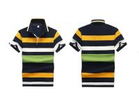 China Striped Golf Cotton Polo Shirt Soft Antistatic , Custom Embroidered Polos for sale