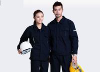 China Dark Blue Polyester Industrial Work Uniforms Anti - Pilling / Durable Apparel for sale
