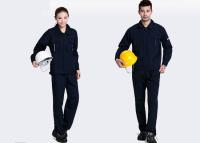 China Dark Blue Polyester Industrial Work Uniforms Anti - Pilling / Durable Apparel for sale