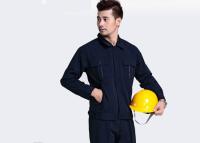 China Dark Blue Polyester Industrial Work Uniforms Anti - Pilling / Durable Apparel for sale