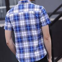 China Slim Fit Checkered Pattern Mens Casual Dress Shirts Short Sleeve Fast Drying for sale