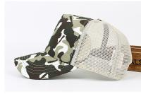 China Camouflage Sports Baseball Hat / Mesh Golf Cap with 6 Panel Single Row Plastic Button for sale