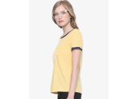 China Yellow Ladies'  Casual T Shirts , Slim Fit T - Shirt Crew Neck Printing for sale