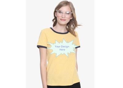 China Yellow Ladies'  Casual T Shirts , Slim Fit T - Shirt Crew Neck Printing for sale