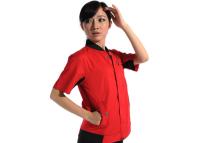 China Standing Collar Industrial Work Uniforms Two Triangle Pockets Blended Twill for sale