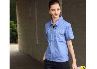 China Polyester Cotton Short Sleeves Industrial Work Uniforms Twill Engineer Sky Blue for sale