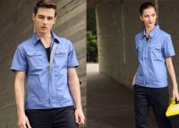 China Polyester Cotton Short Sleeves Industrial Work Uniforms Twill Engineer Sky Blue for sale