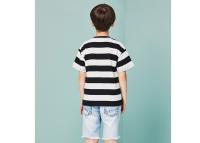 China Two-tone Texture T-Shirt Kids' Clothes Short Sleeve Cotton Boys Clothing for sale