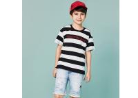 China Two-tone Texture T-Shirt Kids' Clothes Short Sleeve Cotton Boys Clothing for sale