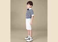 China Striped Short Sleeve Bow Tie Kids' Clothes British Student Baby Shirt Shorts Set for sale