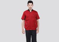 China Standing Collar Industrial Work Uniforms Two Triangle Pockets Blended Twill for sale