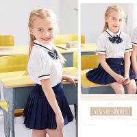 China Kids British Kindergarten Primary School Uniform White Short Sleeve Shirt Sets for sale