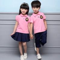 China Summer Cotton Fabric Kindergarten Primary School Uniform / Kid Pink Polo Shirts for sale