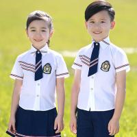 China Square Collar Polyester Kids School Uniform White Short Shirt For Girls And Boys for sale