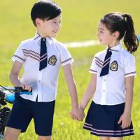 China Square Collar Polyester Kids School Uniform White Short Shirt For Girls And Boys for sale