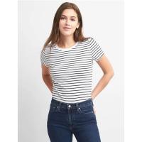 China Knit Crew Neck Women's Casual T Shirts Cotton Care Striped Slim Fit Tees for sale