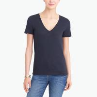 China Summer Women's V - Neck Cotton Casual T Shirts , Jersey Knit Ladies Short Tops for sale