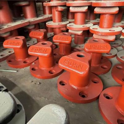 China 150KN T Head Cast Iron Mooring Bollard HT200 Painted Bitumen for Port Dock for sale