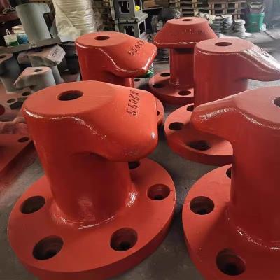 China 550KN T Head Cast Iron Mooring Bitts Galvanized Marine Bollard for sale