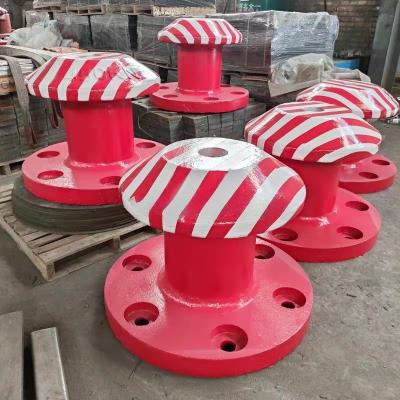 China Cast Iron 450KN Pillar Dock Bollard Cross Bitt Mooring Protection Polished for sale