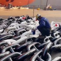 China 107mm Spray Paint Stud Link Anchor Chains Ship Mooring Anchor Chain for sale