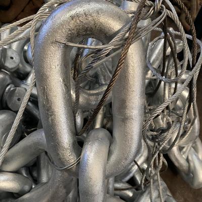 China 100mm Grade 3 High Strength Alloy Steel Stud Link Anchor Chain Spray Paint for sale