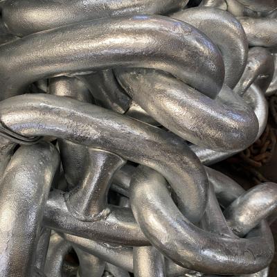 China 87mm Stud Link Anchor Chain - High Strength Alloy Steel with Spray Paint Coating for Marine Applications for sale