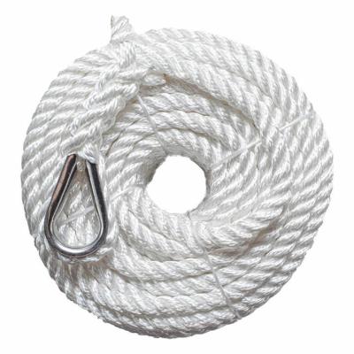 China 3 Strand Nylon Polyester Marine Mooring Rope 220m Coil with ±10% Spliced Strength for Boat Anchoring for sale