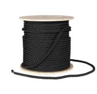 China Marine Black Polyester Double Twisted 3 Strands Mooring Rope for sale