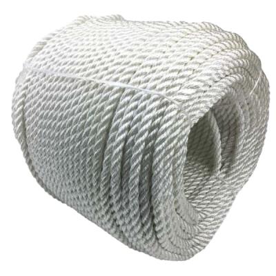 China 12mm 220m 3 Strand Nylon Polyamide Twisted Rope Low Elongation Soft Dock Anchor Rope for sale
