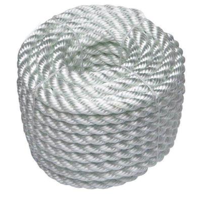 China White Nylon Rope 32mm Diameter 3 Strand Twist Marine Mooring Line 220m Coil for sale