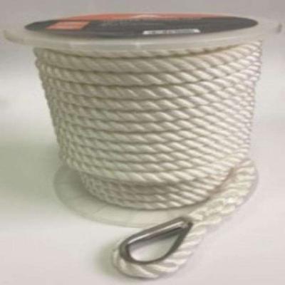 China 3/8 Inch x 200 Feet Premium Three Strand Twisted Nylon Marine Anchor Rope High Tensile Strength for sale