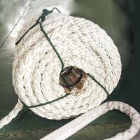 China 8 Strand Braided Woven Rope Marine Mooring Hawser Tail 16mm Diameter 220m Coil for sale