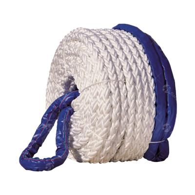 China UV Resistant Nylon Rope 22mm 32mm 50mm 8 Strand 16 Strand Marine Anchor Line for sale