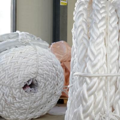 China 64mm 220m Marine Hawser 8 Strand Polypropylene Multifilament Mooring Rope for Ship Berthing for sale