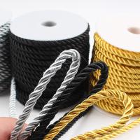 China 3-Strand Polyester Twist Rope 5mm 6mm High Strength Marine Rope Black Gold White for sale