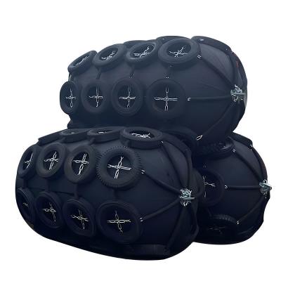 China Pneumatic Rubber Fender 150x100x100 cm with Tyres and Chains for Marine Dock Protection for sale