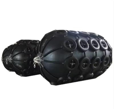 China Pneumatic Rubber Ship Fender 4.5x12M 50KPA Floating Boat Fender with Tire and Chain for sale
