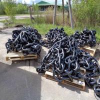 China Black Coated Stud or Studless Marine Anchor Chain Ring Steel Forging Mooring Chain 12.5-120mm for sale