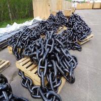 China Black Coated Stud or Studless Marine Anchor Chain Ring Steel Forging Mooring Chain 12.5-120mm for sale