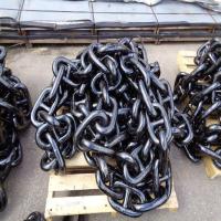 China Black Coated Stud or Studless Marine Anchor Chain Ring Steel Forging Mooring Chain 12.5-120mm for sale