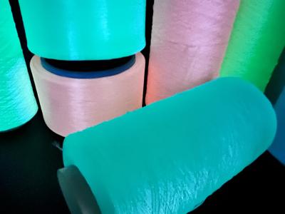 China Fluorescent Glow Up Yarn Luminous Polyester Yarn 150D Polyester Glowing Yarn for sale
