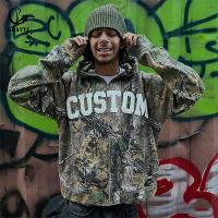 China Custom Camouflage Streetwear Print Oversized Zip Up Hoodies With Pocket for sale
