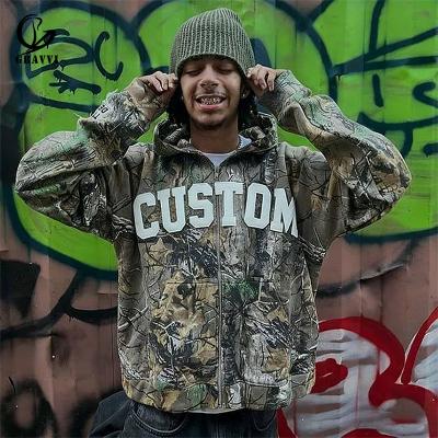 China Custom Camouflage Streetwear Print Oversized Zip Up Hoodies With Pocket for sale